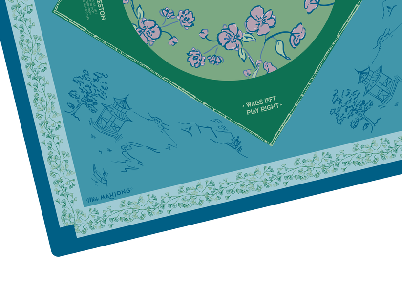 Cherry Blossom Mahjong Playing Mat in Malachite – Miss Mahjong